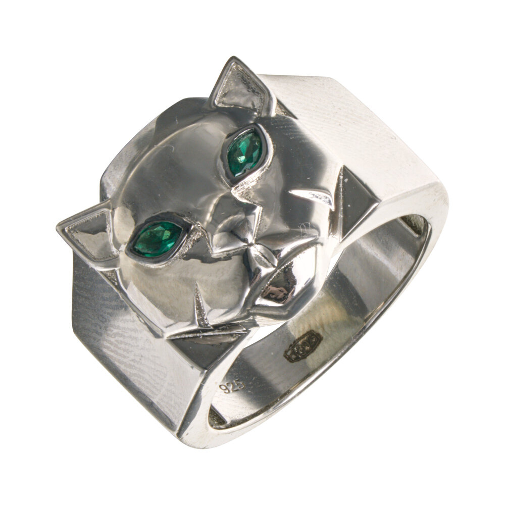 Кольцо широкое, серебро, 925 проба, родирование, циркон