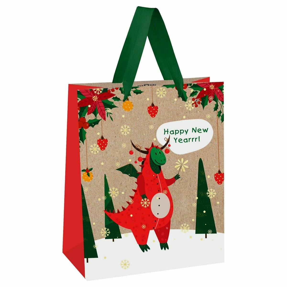 Пакет подарочный 26x32x12см MESHU "Символ года", отд. фольгой, выб. лак, крафт (MS_51803), 12 уп.