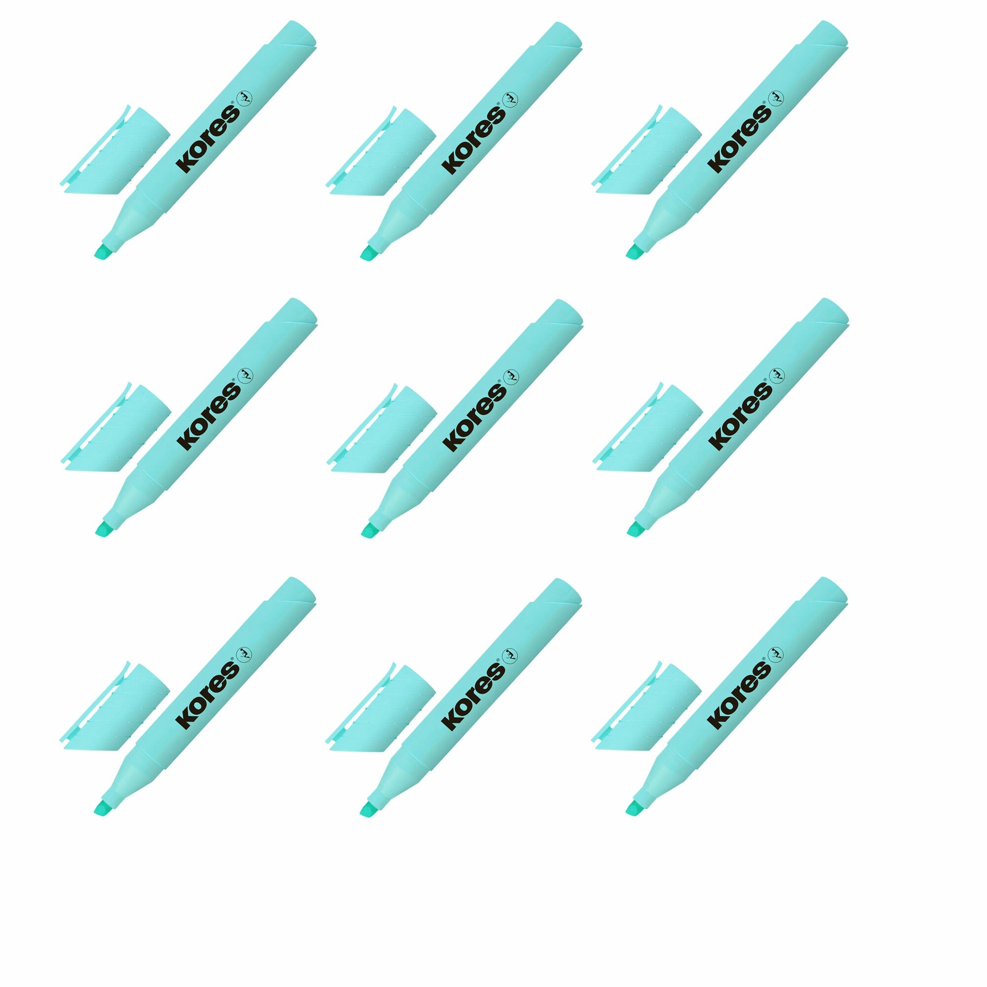 Kores Маркер текстовыделитель HighLinerPlusPastel, бирюзовый, 9 уп.