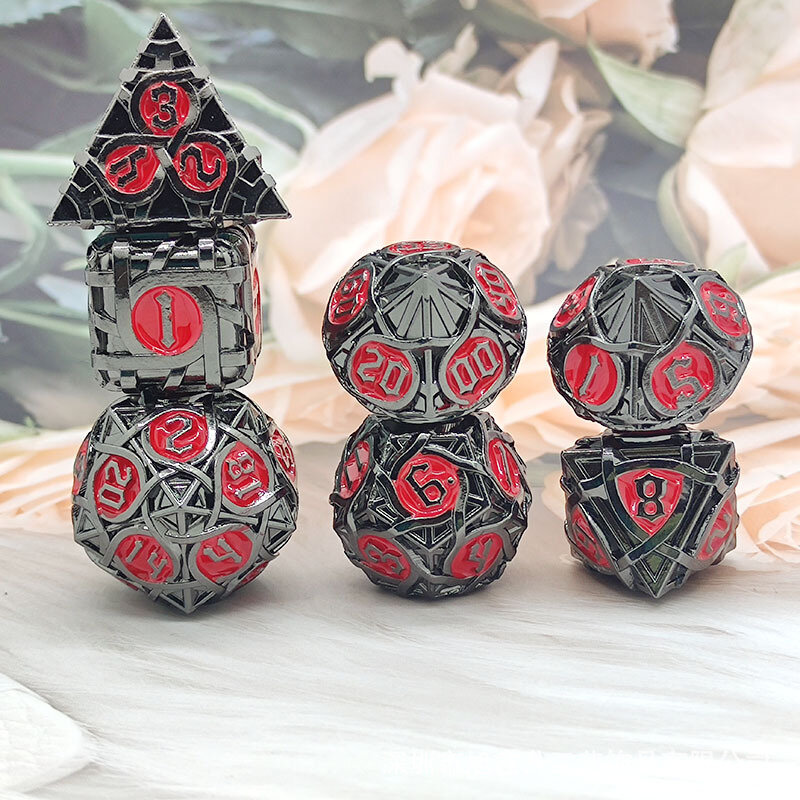 Кубики D20, D10, COC, D&D, Cthulhu Running Group, металлические, никелевые, красные