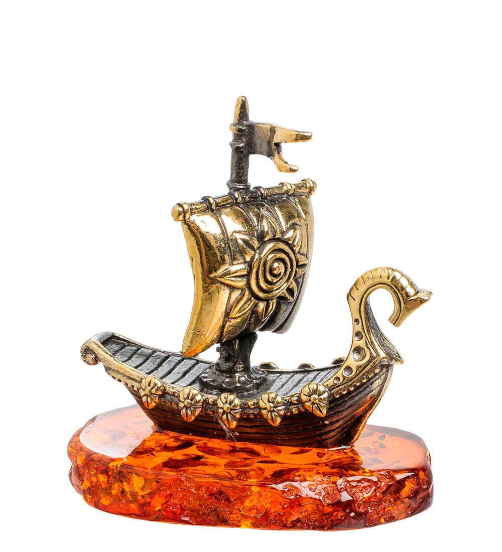 Фигурка "Ладья" мал. (латунь, янтарь)