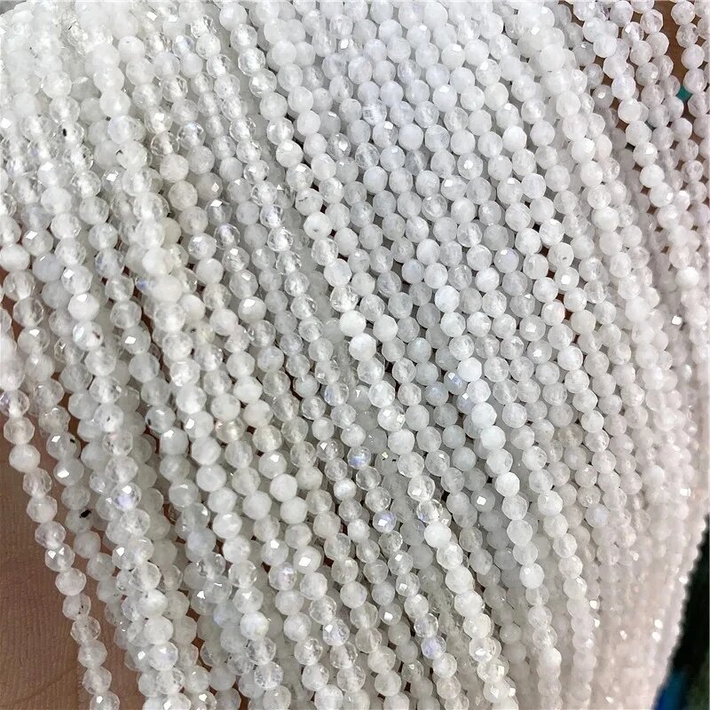 Черно-белые граненые бусины из натурального камня Vinswet 3mm About 130pcs, NO.7 Moonstone