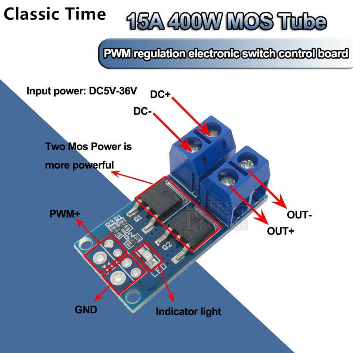 Высокая мощность 15A 400W MOS FET триггерный переключатель приводной модуль ШИМ-регулятор электронная панель управления