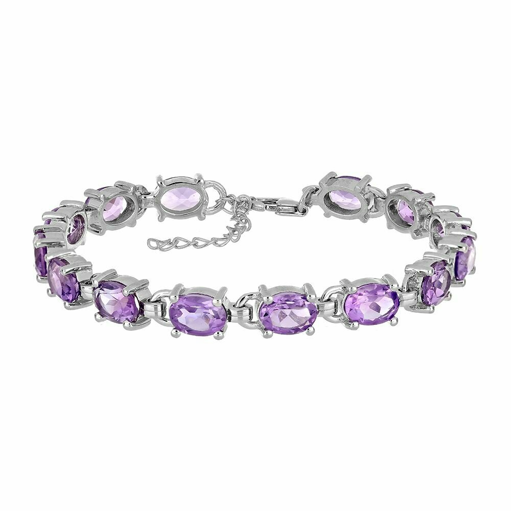 Браслет, серебро, 925 проба, родирование, аметист