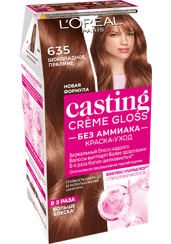 L'Oreal Paris Casting Creme Gloss стойкая краска-уход для волос, 635 шоколадное пралине