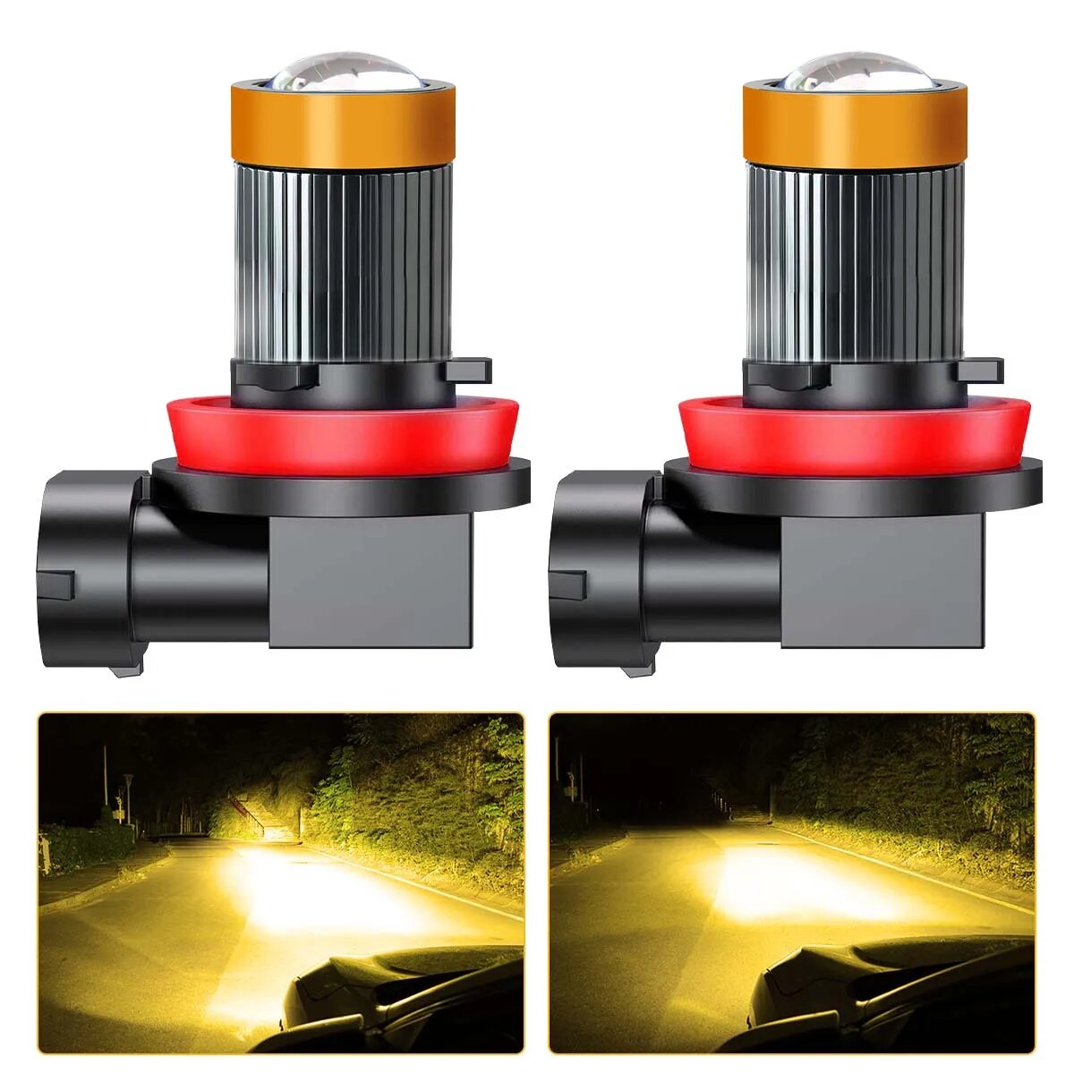 Лазерная линза H7 H11 Светодиодная противотуманная фара H8 H16 jp 9005 HB3 9006 HB4 8000K 6000K 3000K Зеленые противотуманные фары для автомобиля 1:1 Мини-дизайн H11 H8 Yellow