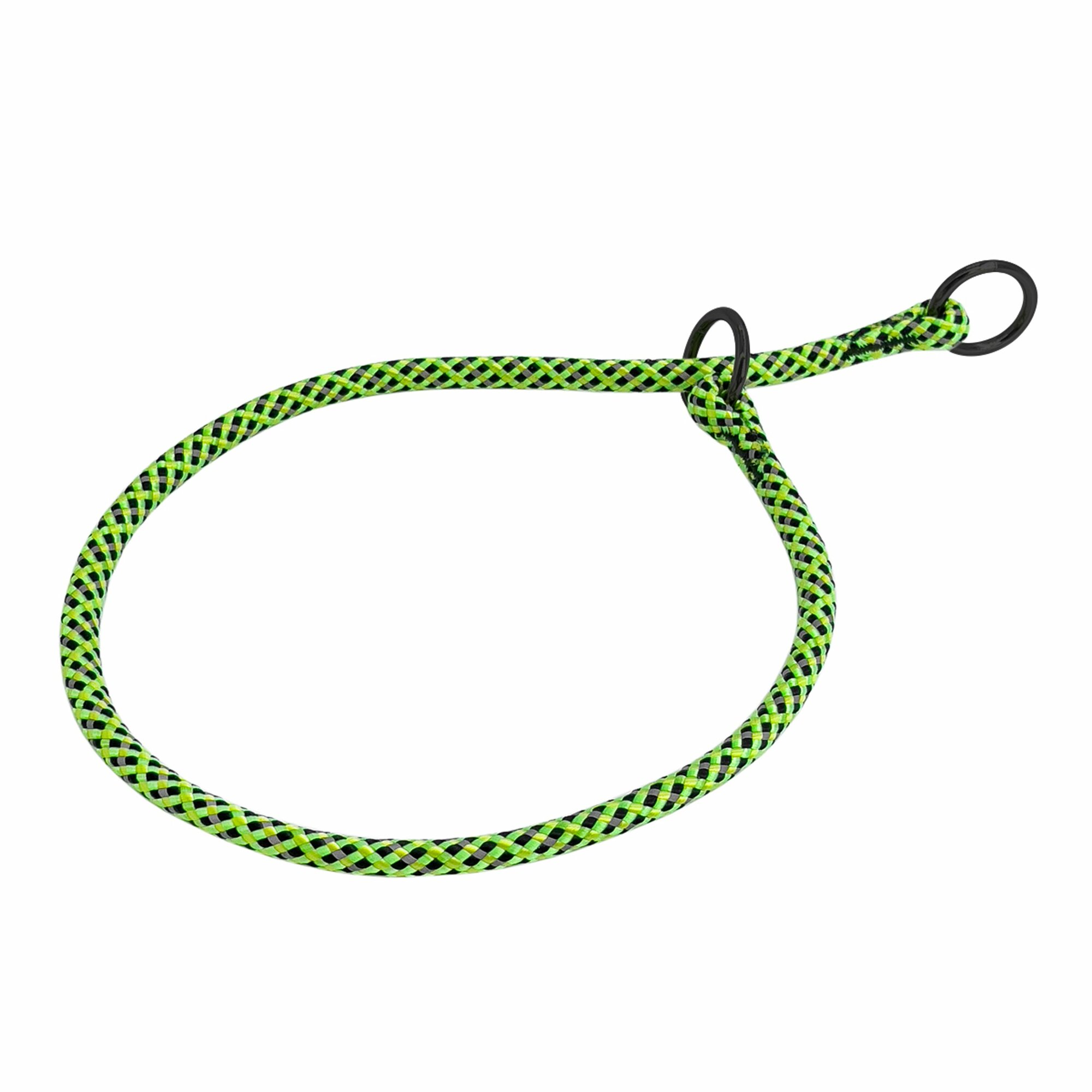 Ошейник-удавка для собак ZooOne с 2-я чёрными кольцами круглый светоотражающий, ширина 9 мм, длина 65 см, киви, 76-0094