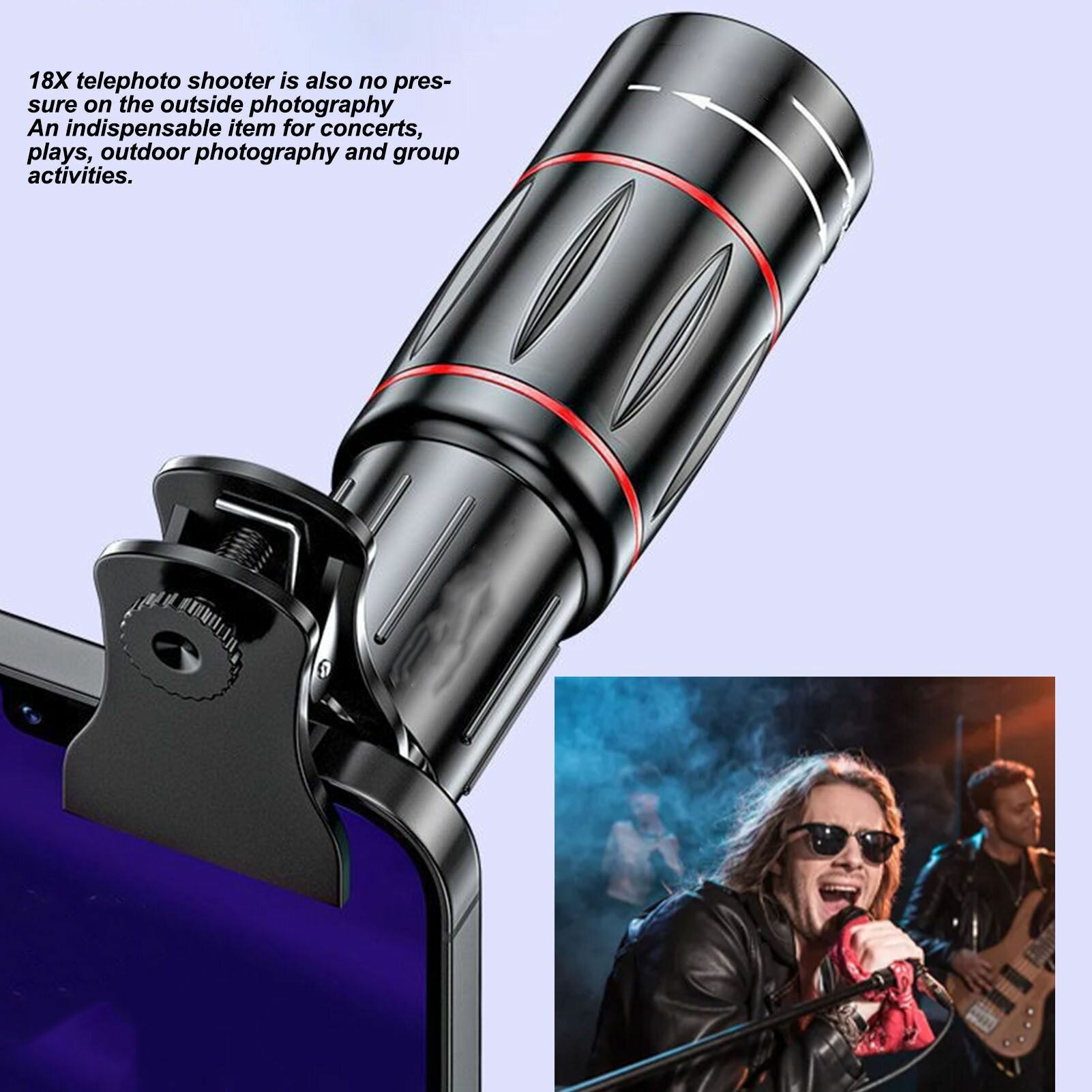 Монокулярный телескоп 18X для смартфона Монокулярный телескоп высокого разрешения с адаптером для смартфона для концертов, наблюдения за птицами, путешествий