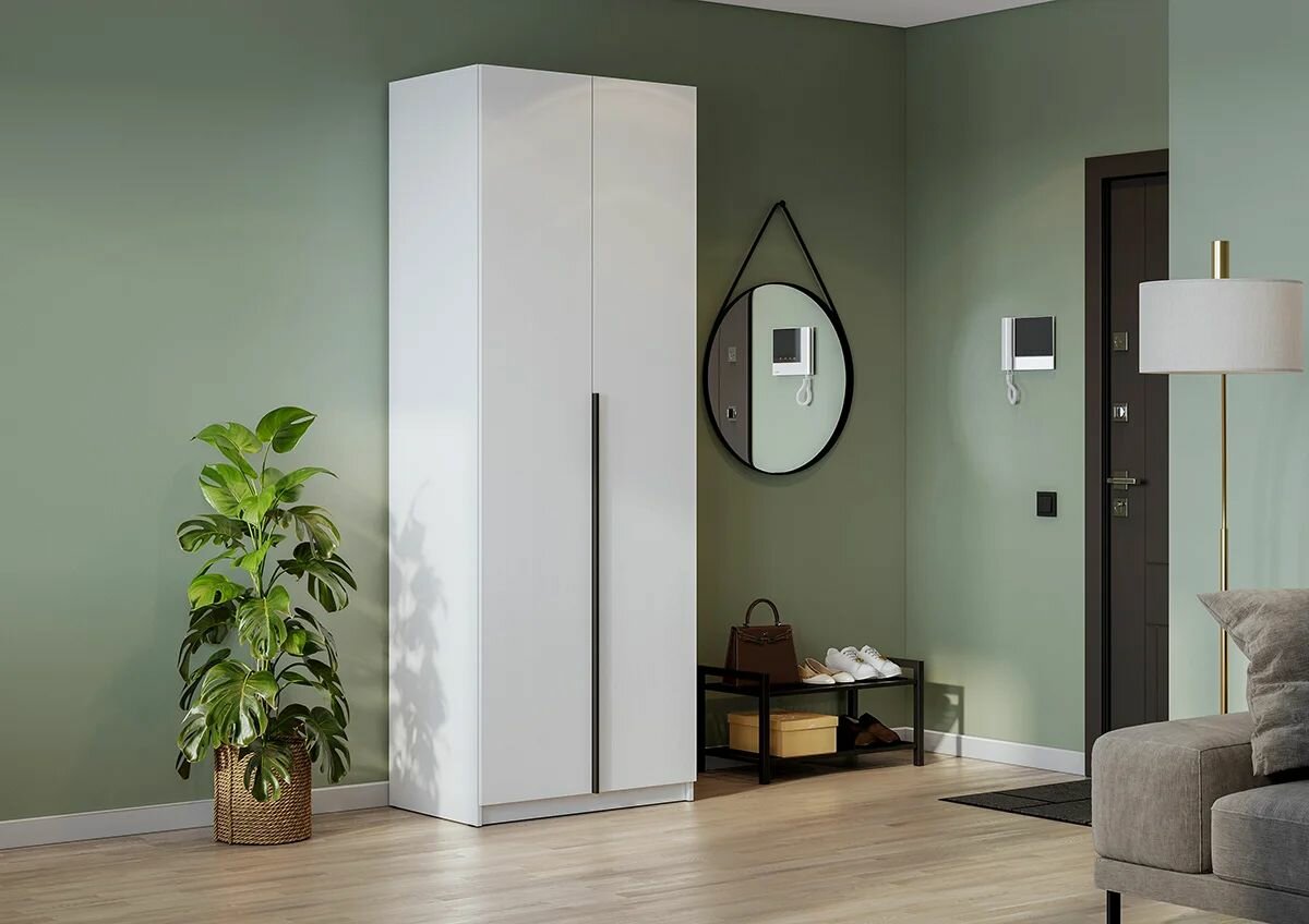 Шкаф распашной Берген про ШК-800 белое дерево + полки (Интерьер-Центр)