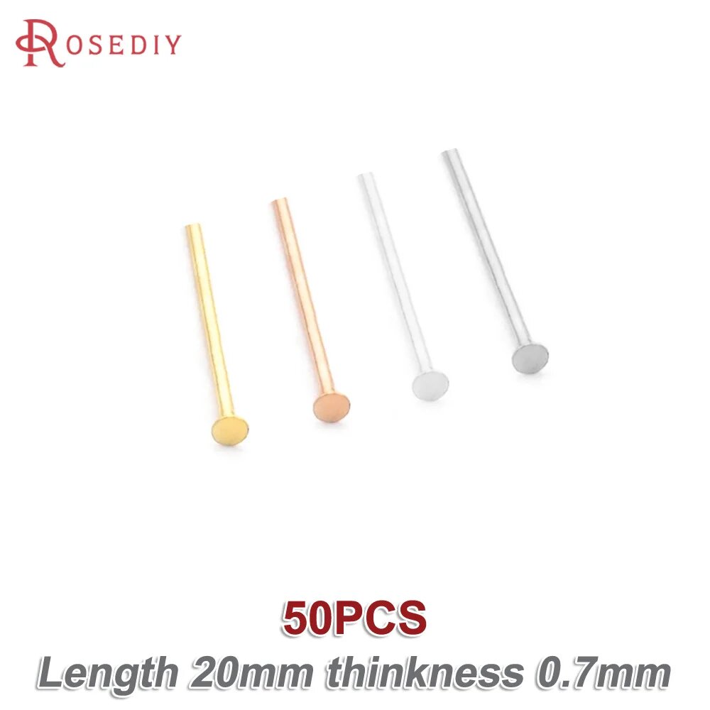 Плоские булавки Rosediy латунные 18-каратное золото Platinum Color, 20x0.7MM Flat Pin