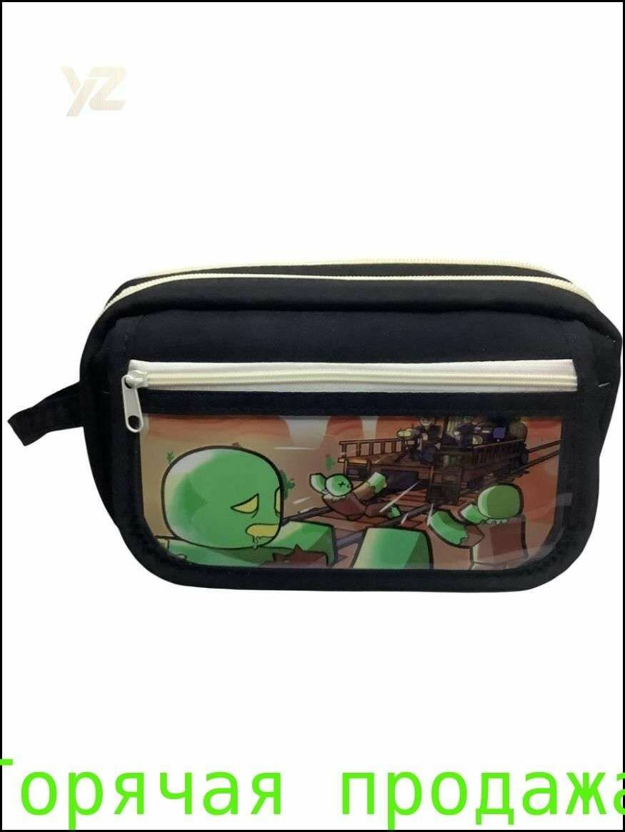 Dead rails roblox пенал мертвые рельсы роблокс школьный для подростка 2 отделения 20x11x7см (10 штук наклейки в подарок)