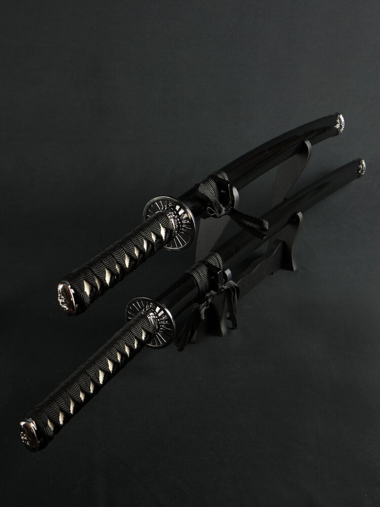 Набор самурайских мечей, 2 шт Катана вакидзаси. Ножны черные