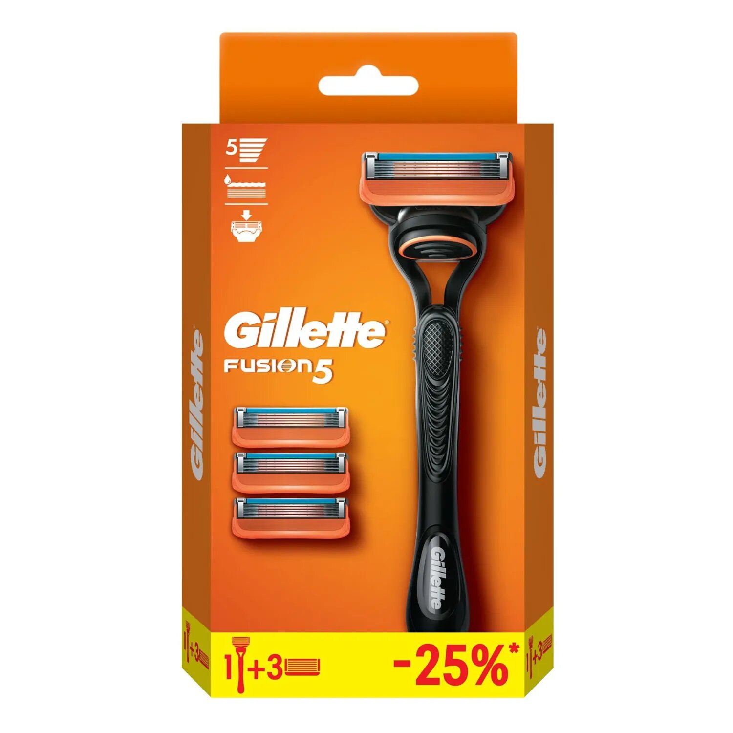 Бритва с 1 смен. кассетой GILLETTE Fusion +Смен касс для бритья 3шт( набор)