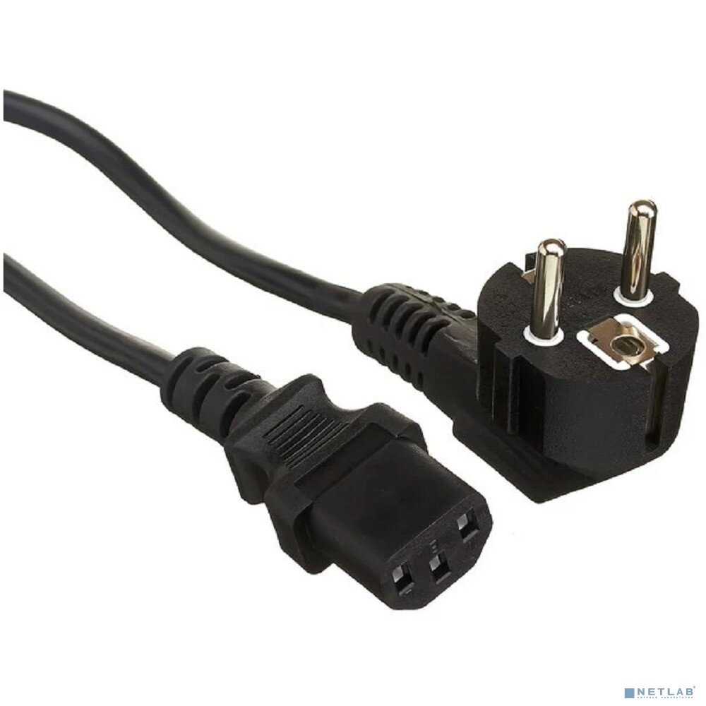 Exegate EX297784RUS Кабель питания Power PC-1,8P (Евровилка угловая Schuko->C13, VDE-250V-3*1.0mm2, медь, черный, 16A, 1.8м)