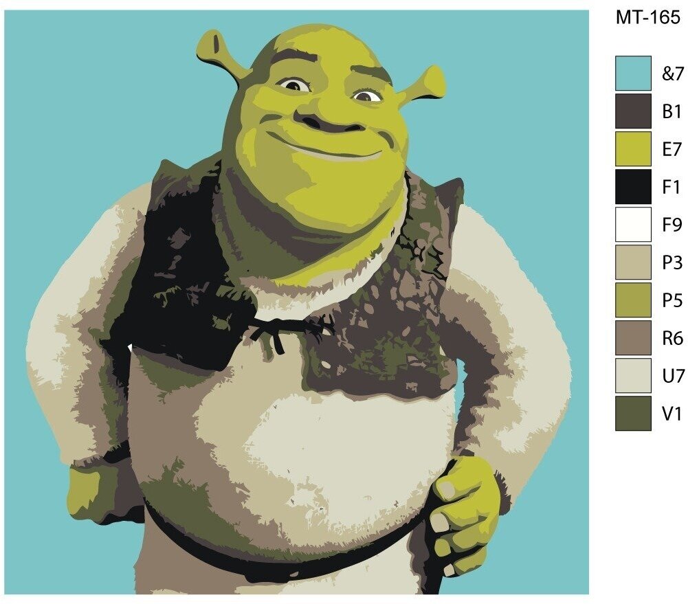 Детская картина по номерам MT-165 "Мультфильм Шрек" 30х30