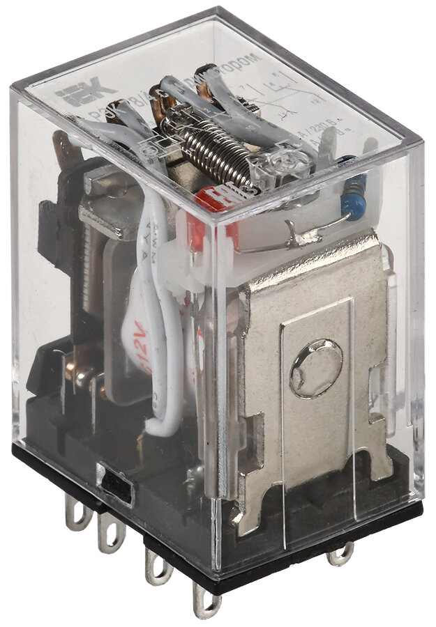 Реле промежуточное ONI 12В DC, 4пк, 3A, РЭК78-4, с индикацией