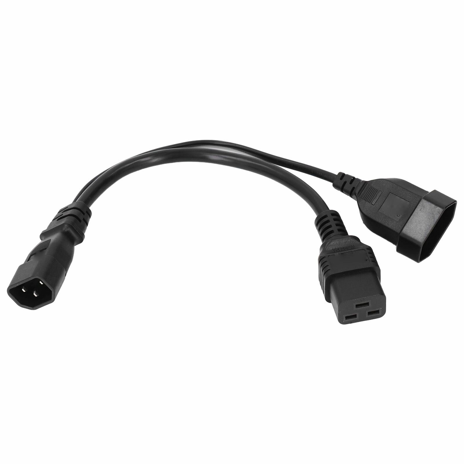 Y-образный разветвитель, удлинитель кабеля питания 32 см, IEC320 C14 Male to C19+ Female, базовый адаптер C14 to C19+ Female для ноутбука