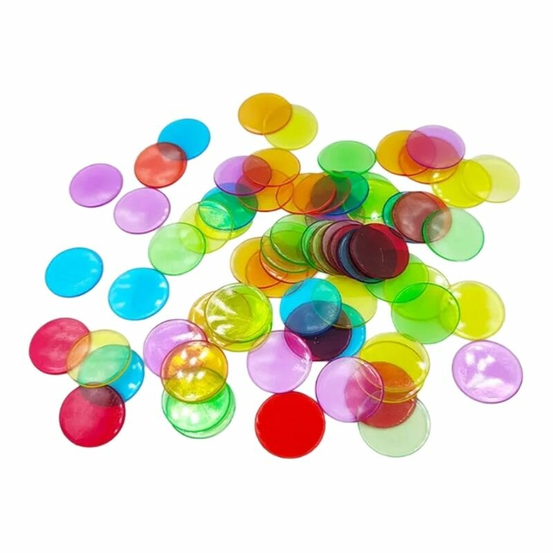 1 упаковка из 100 пластиковых фишек для игры в бинго-разноцветных