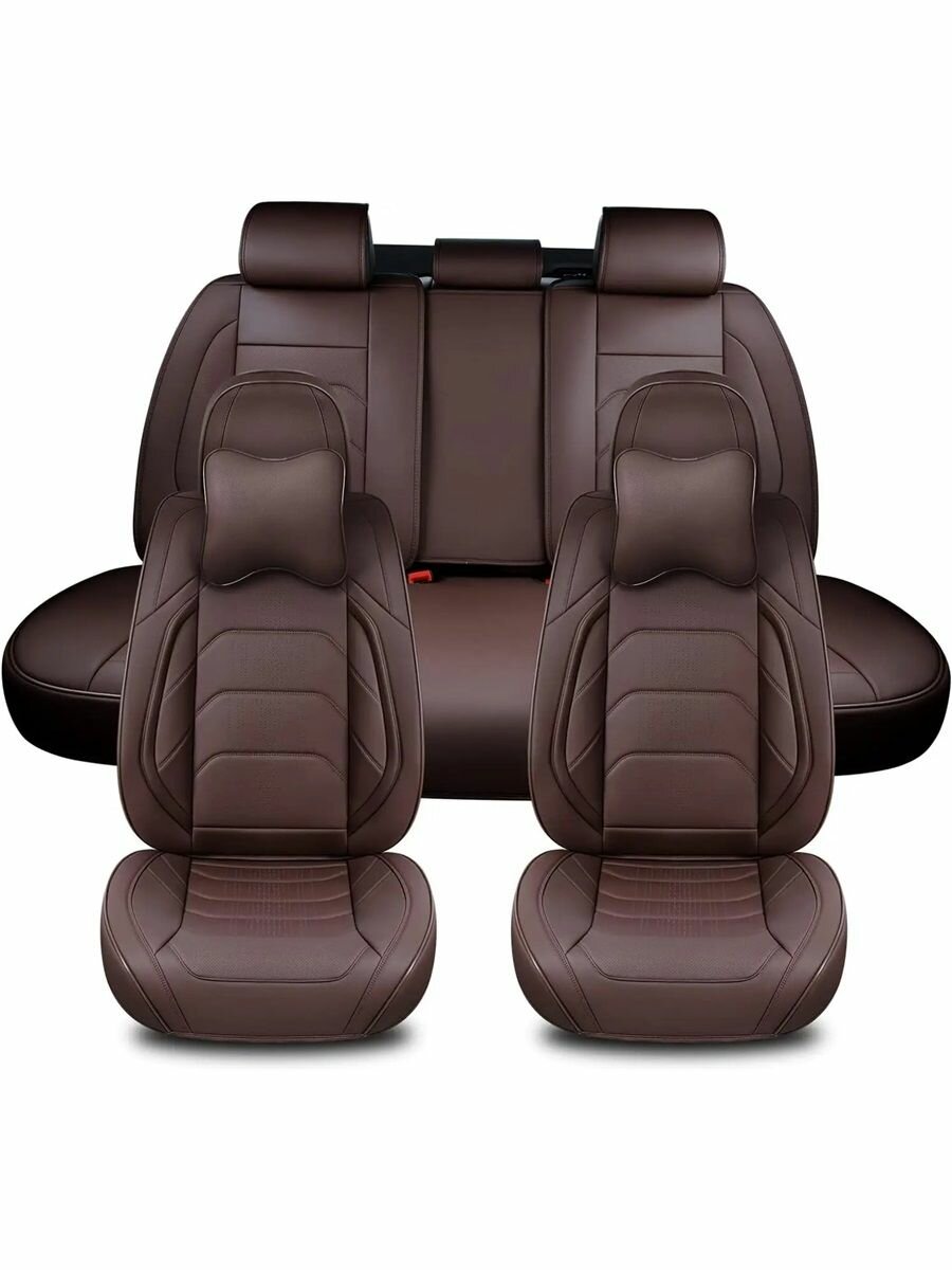 Чехол Для Автокресла, Дышащая Кожа, Универсальный На 5 Мест, коричневый