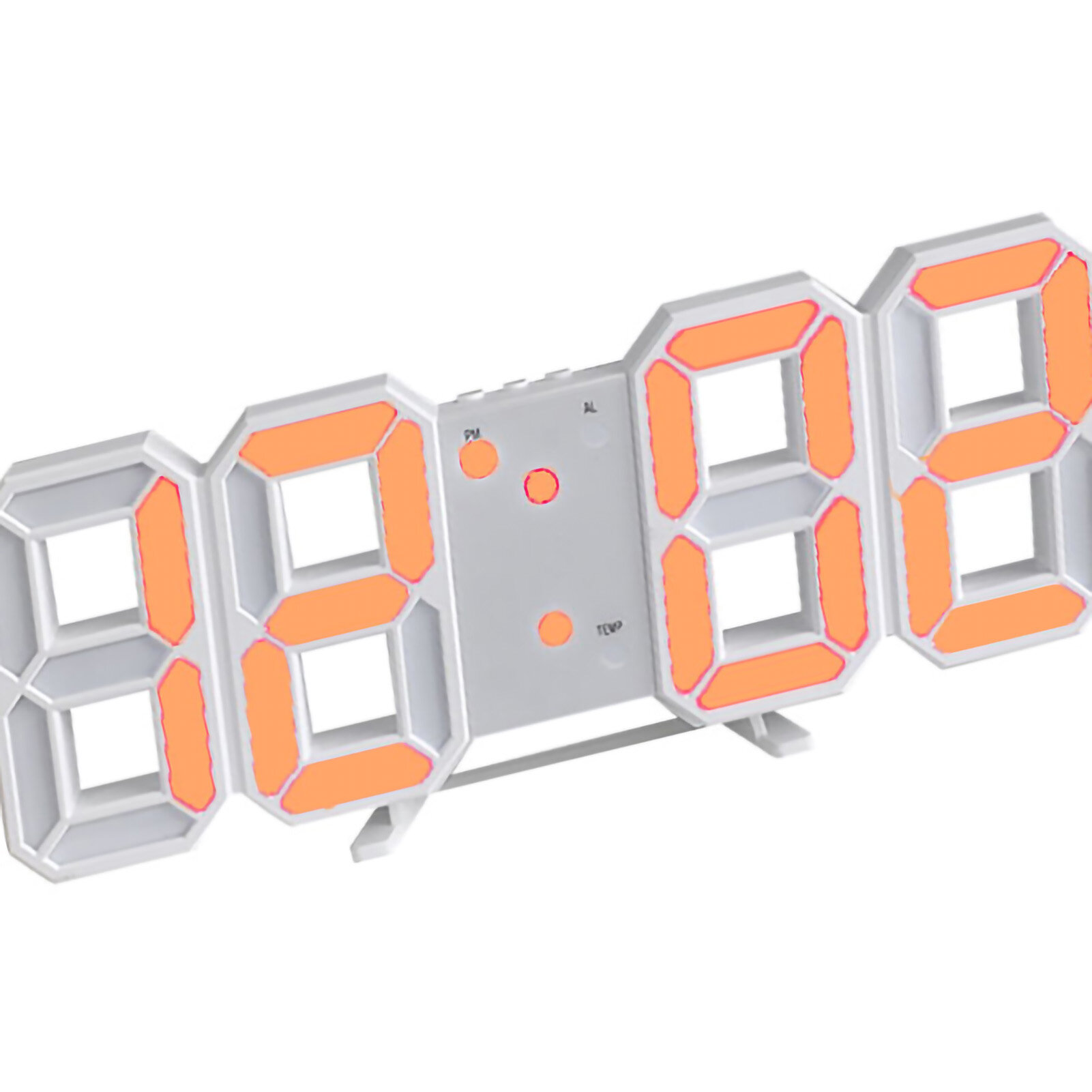 Стильные 3D LED настенные часы с будильником для дома и офиса, минималистичный дизайн, белый шрифт, оранжевые буквы