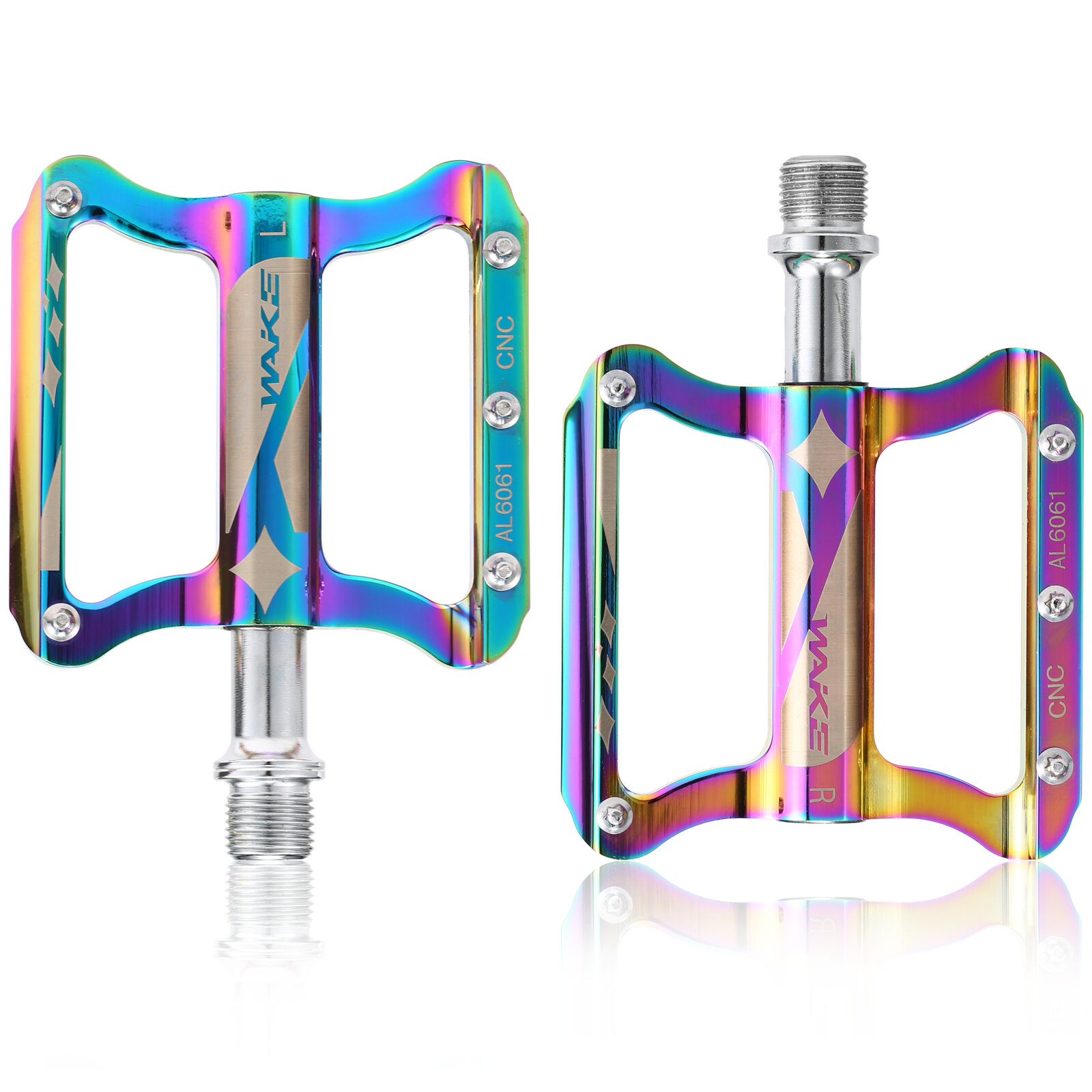 1 Пара Педали для Велосипеда Алюминиевый Сплав Плоские Платформенные Педали Горный Велосипед Педали для Велосипеда, Цвет: Красный / Черный / Многоцветный, Материал: Алюминиевый Сплав 6061, Подшипники: 2, Размер: 117 * 83 мм / 4.6 * 3.3 дюйма, Вес: