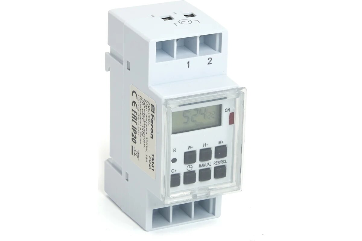 Реле времени / Таймер недельный / на дин-рейку 3500W белый Feron TM41 23248