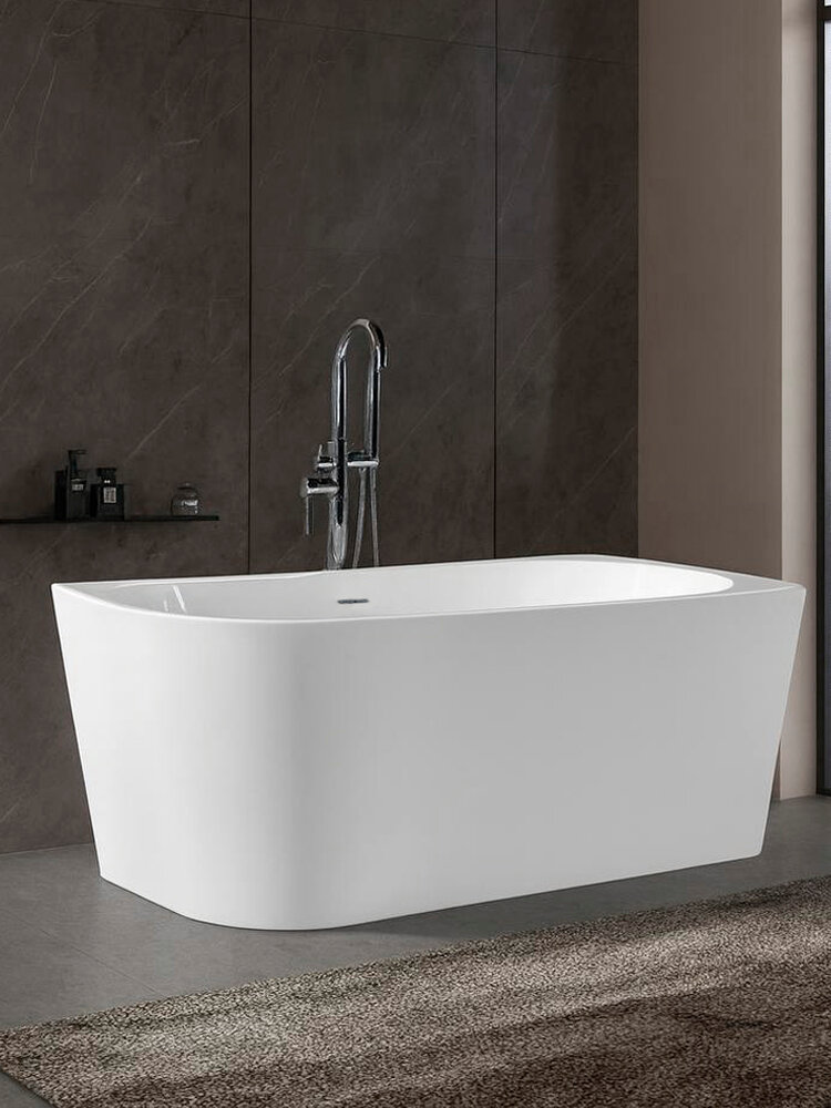 Акриловая ванна Royal Bath RIVA 150x75x58 правая, компактная глубокая ванна из 100% акрила, с усиленным каркасом, панелью и сливом-переливом click-clack