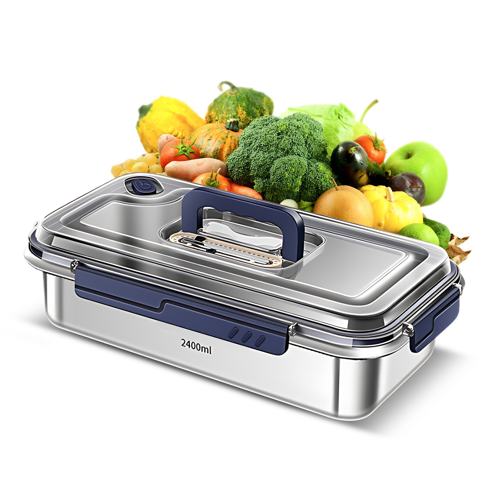 Контейнеры для хранения продуктов с крышками. Герметичный пищевой контейнер из нержавеющей стали 304, герметичный кухонный контейнер для хранения большой емкости с индикатором даты. Сейф для микроволновой печи.