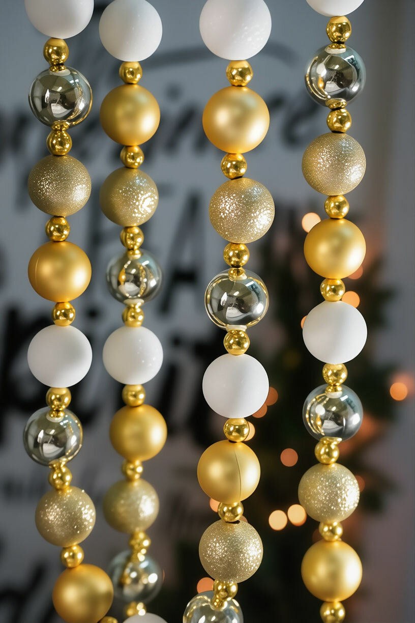 Бусы на ёлку новогоднее ожерелье, пластик, золотой, серебряный, белые, 2-4 см, 208 см, Winter Deco 3081141