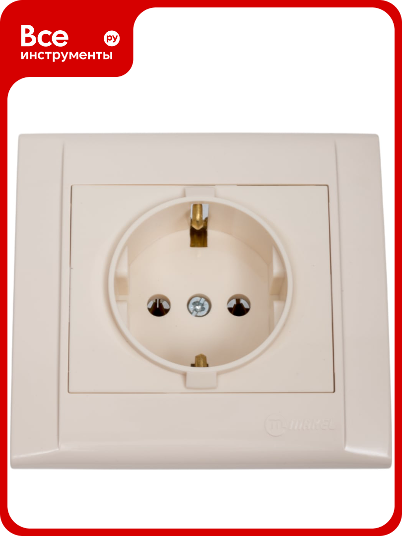 Розетка, MAKEL, MAKEL с/з (Керамика) СП Defne 16А IP20 кремовый 42010008, Розетки, серии