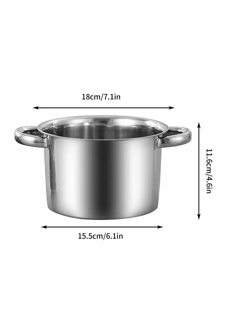 Кастрюля, Нержавеющая сталь, 1,8 л, 1 шт，304 нержавеющая сталь, двойная ручка, кастрюля для супа