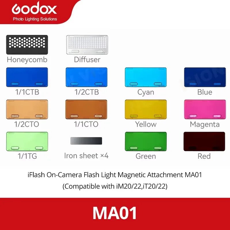 Godox MA02/MA01 Магнитные цветные фильтры для Godox iT30PRO iT32 iT20 iT22 iM20 iM22 MA01