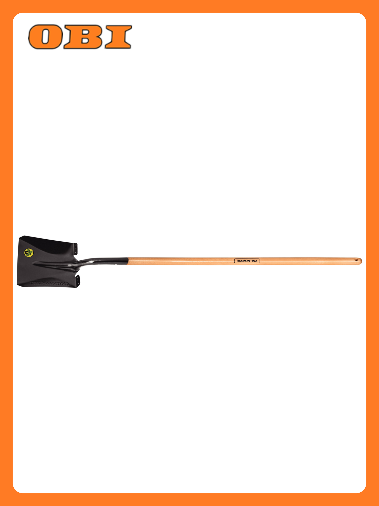 Лопата Tramontina, совковая, с черенком, деревянная рукоятка, углеродистая сталь, 24 см х 2 см х 120 см