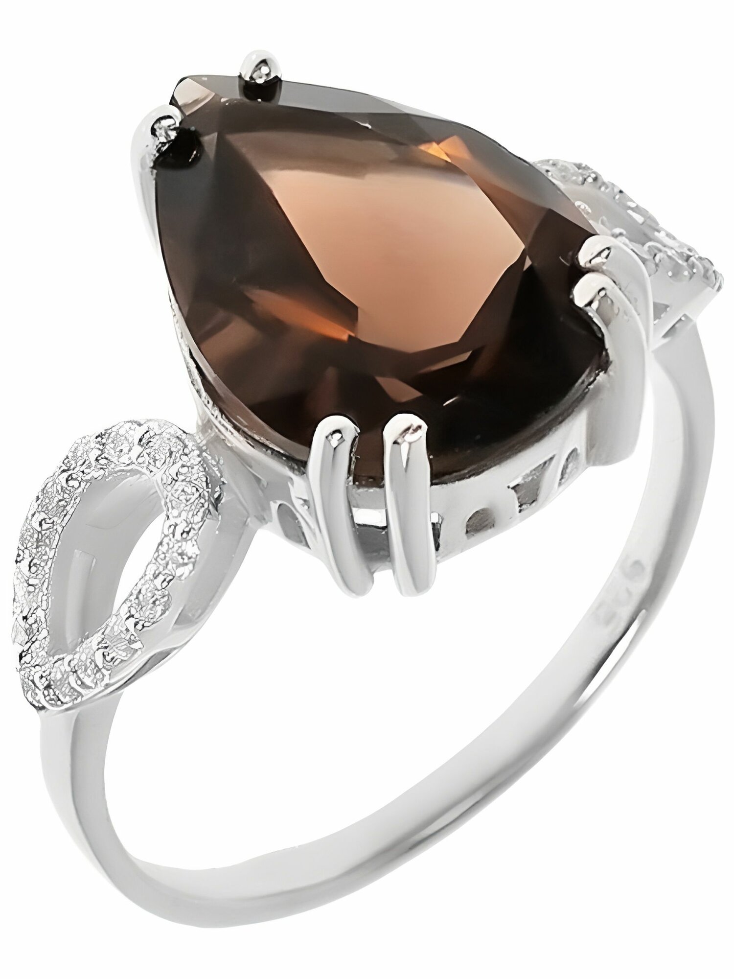 Кольцо тонкое, серебро, 925 проба, родирование, раухтопаз