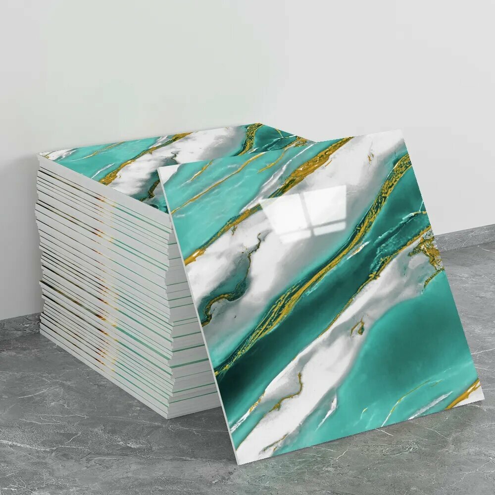 Самоклеящиеся стеновые панели под мрамор, панель ПЭТ, огнестойкие водостойкие и быстрый монтаж, для кухни, ванной, акцентных стен