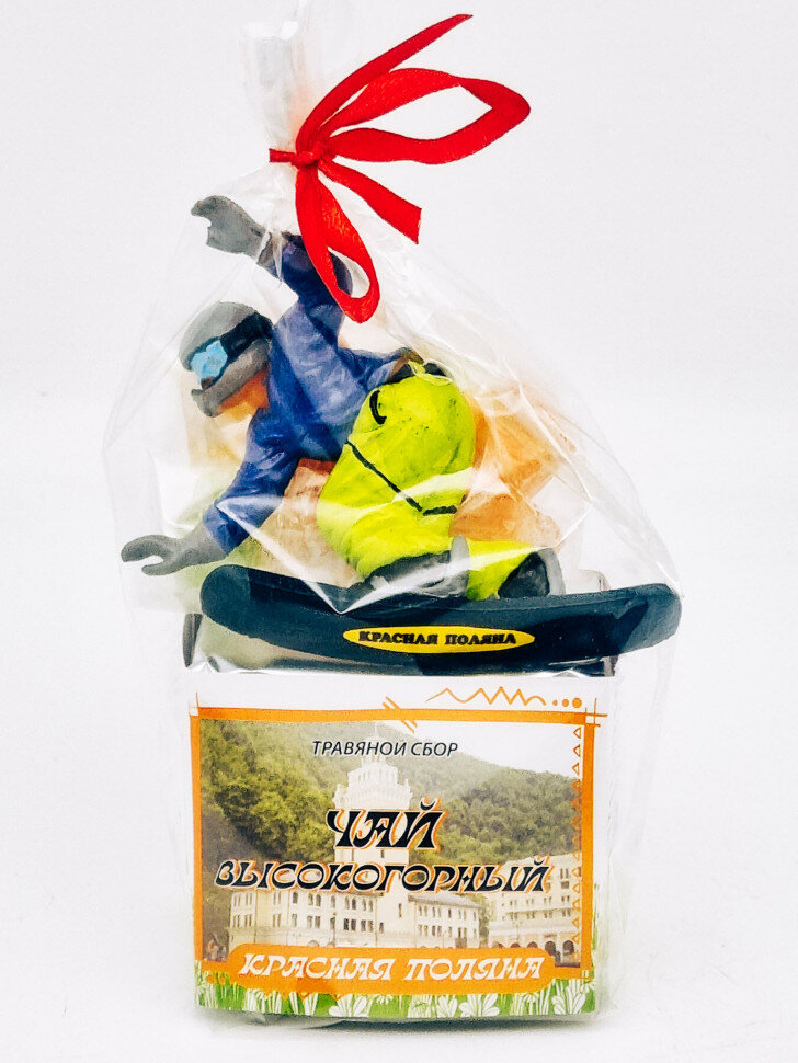 Краснополянский чай "Высокогорный" 40гр +лукум 50гр Красная поляна с магнитом сноубордист 2