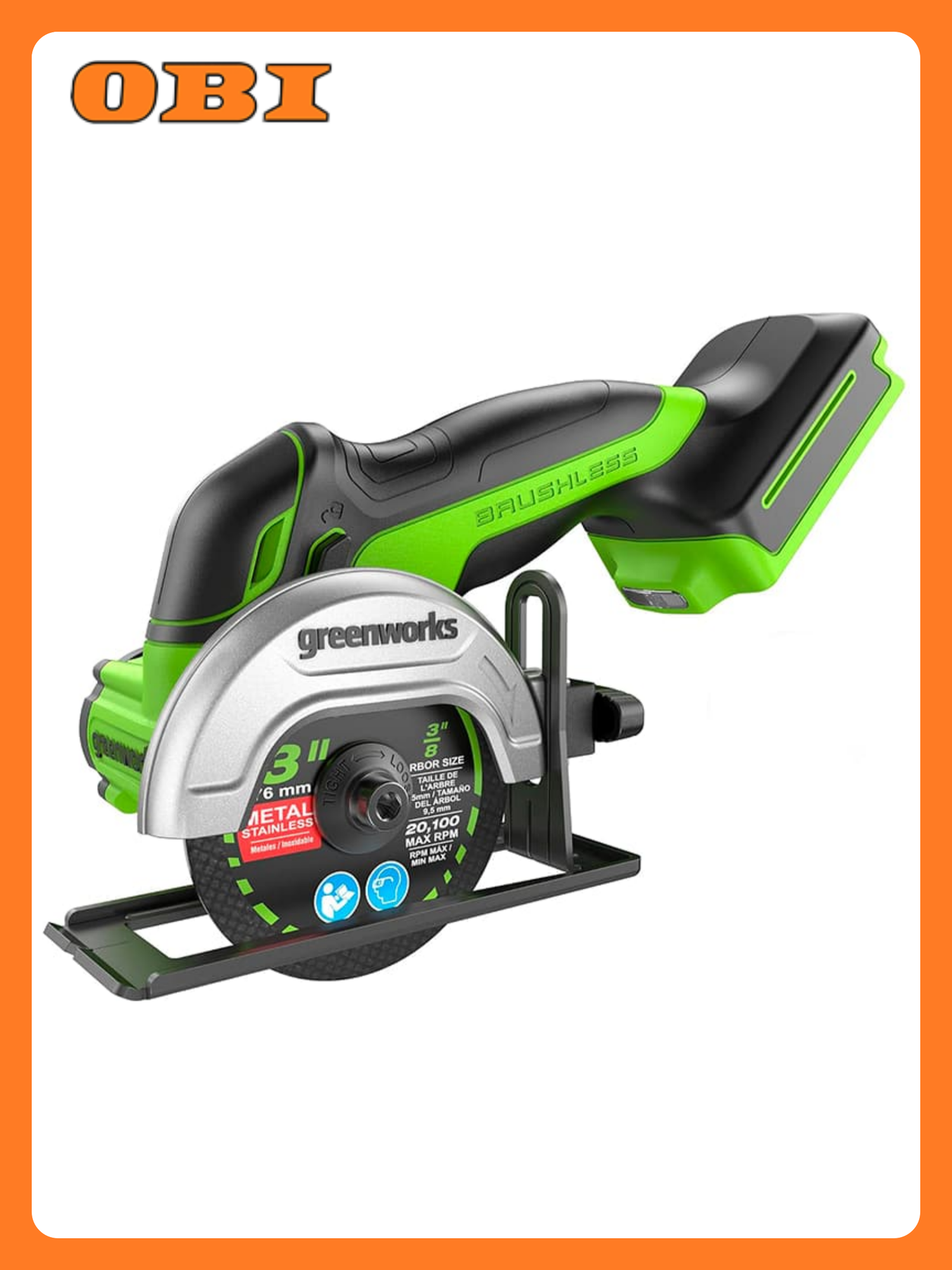 Шлифмашина угловая аккумуляторная GREENWORKS 24 В без АКБ и З/У