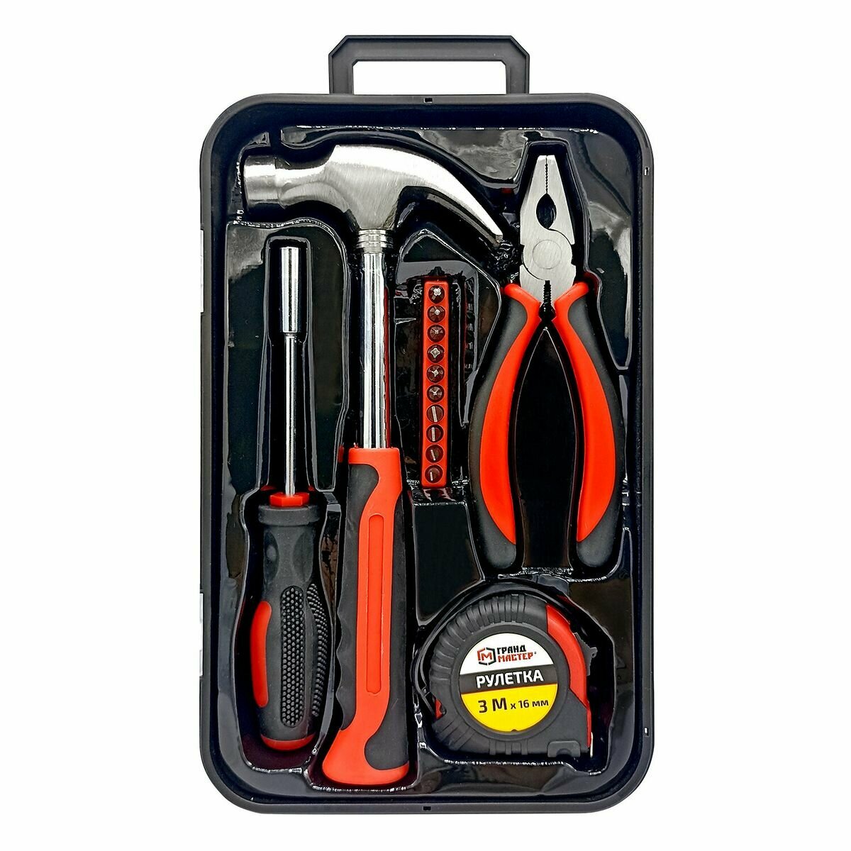 Набор инструментов столярно-слесарный, 14 предметов, пластиковый бокс, Грандмастер (671324)