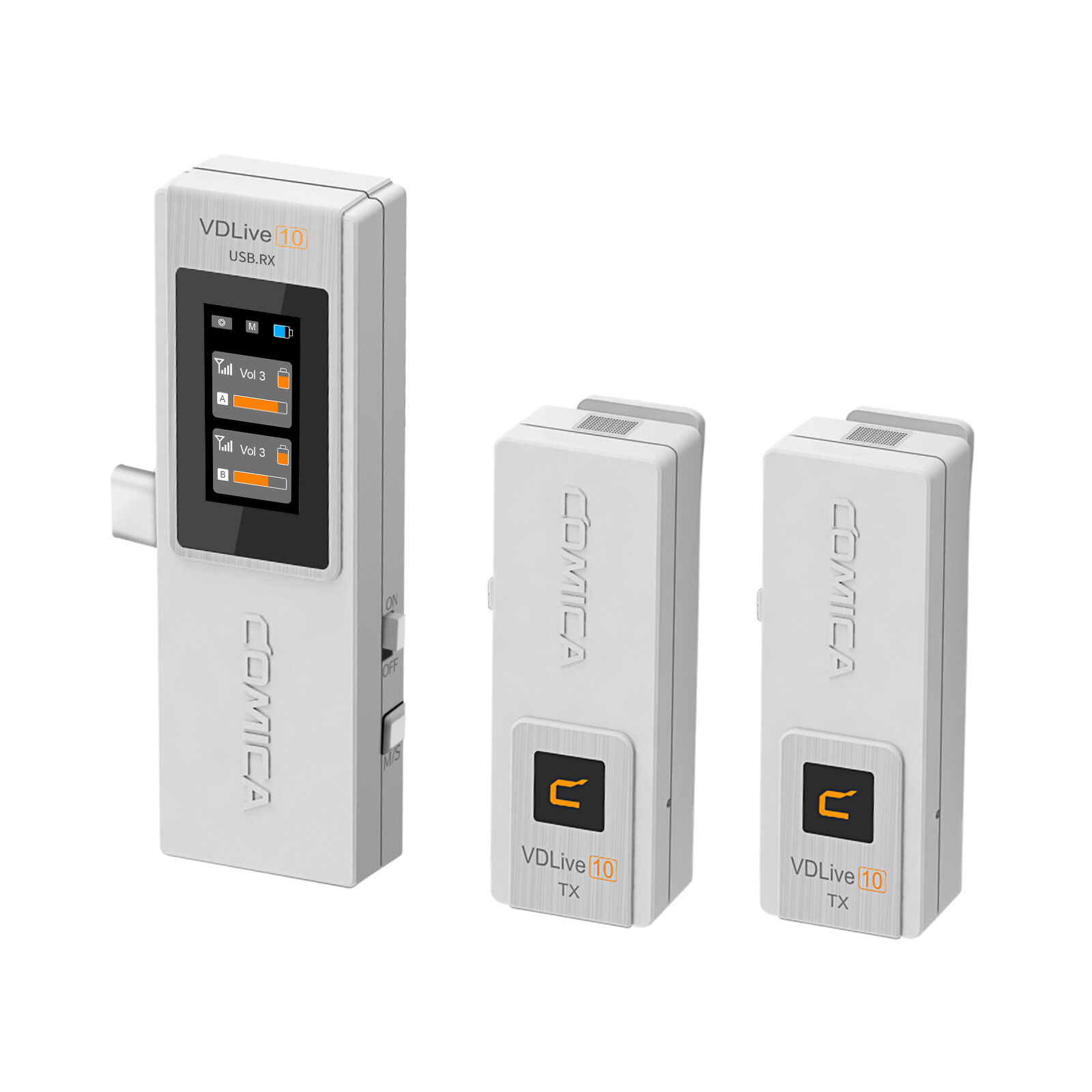 COMICA VDLive10 USB 2.4G Беспроводной Микрофон Трансмиттер Приемник с разъемом Type-C, Чехол для зарядки, Кронштейн Cold Shoe для Смартфона Камеры Компьютера, Прямого Эфира Интервью Записи Видеоконференции, Черный Белый, Пластик, 1 Приемник 2 Трансмиттера