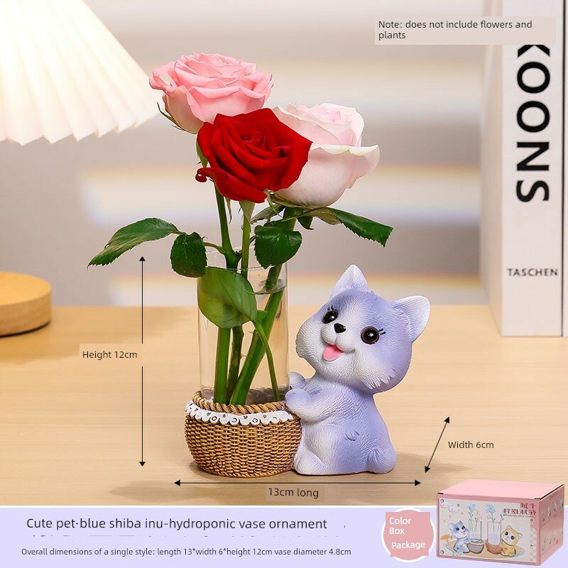 Милый кролик, стеклянная пробирка, гидропонная ваза, украшение из сушеных цветов, цветочное сосуд, офис, гостиная,