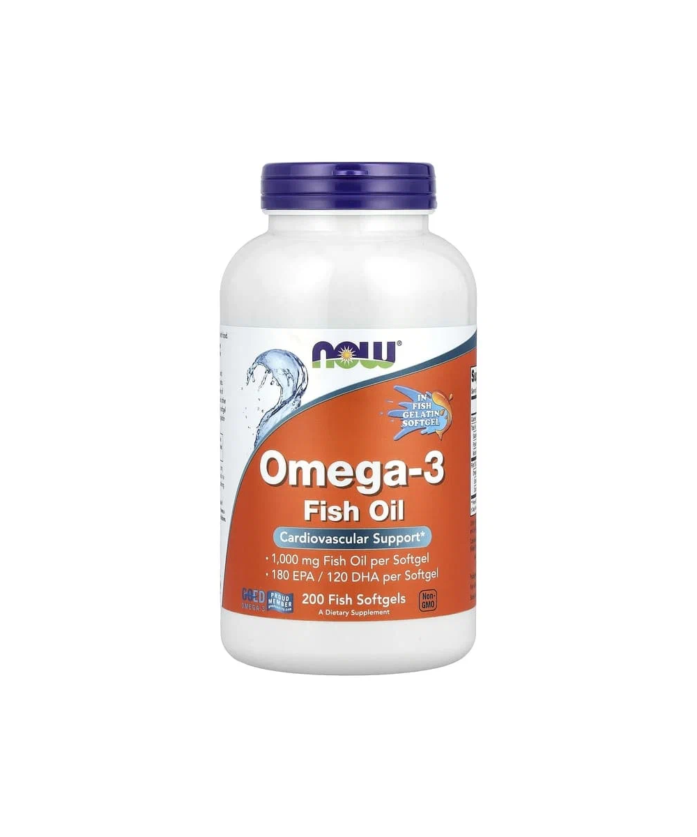 NOW Foods Omega-3, Омега-3 1000 мг 200 гелевых капсул из рыбьего желатина