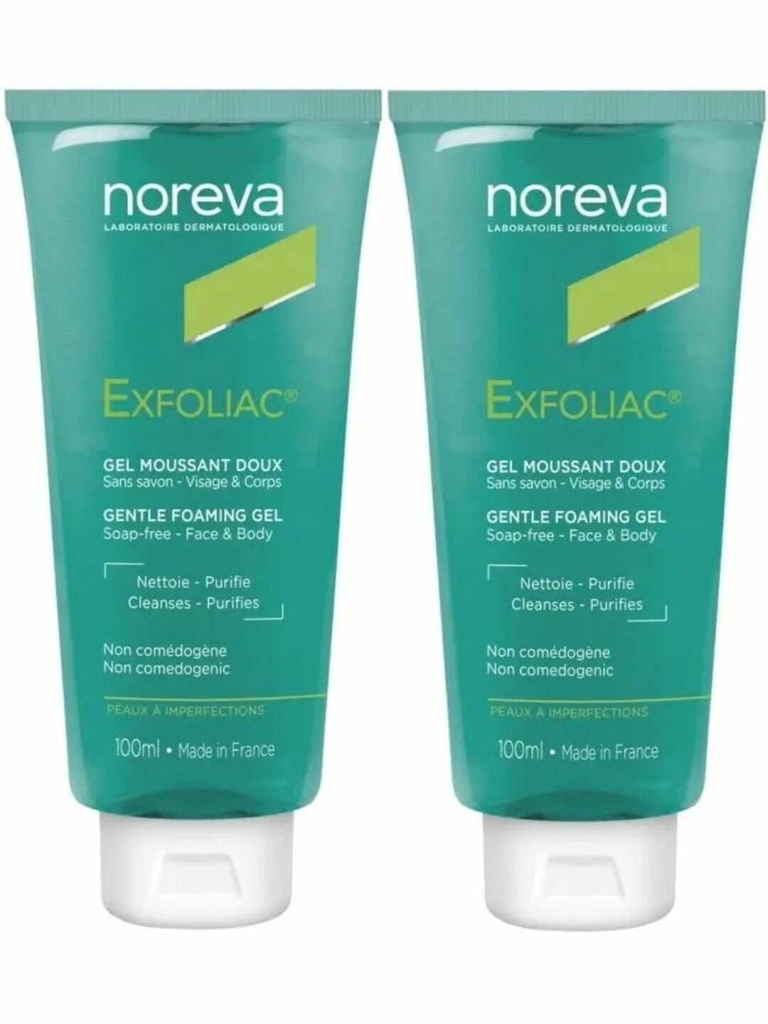 Норева эксфолиак набор Мягкий очищающий гель для лица и тела, 2х100 мл | NOREVA Exfoliac Foaming gel