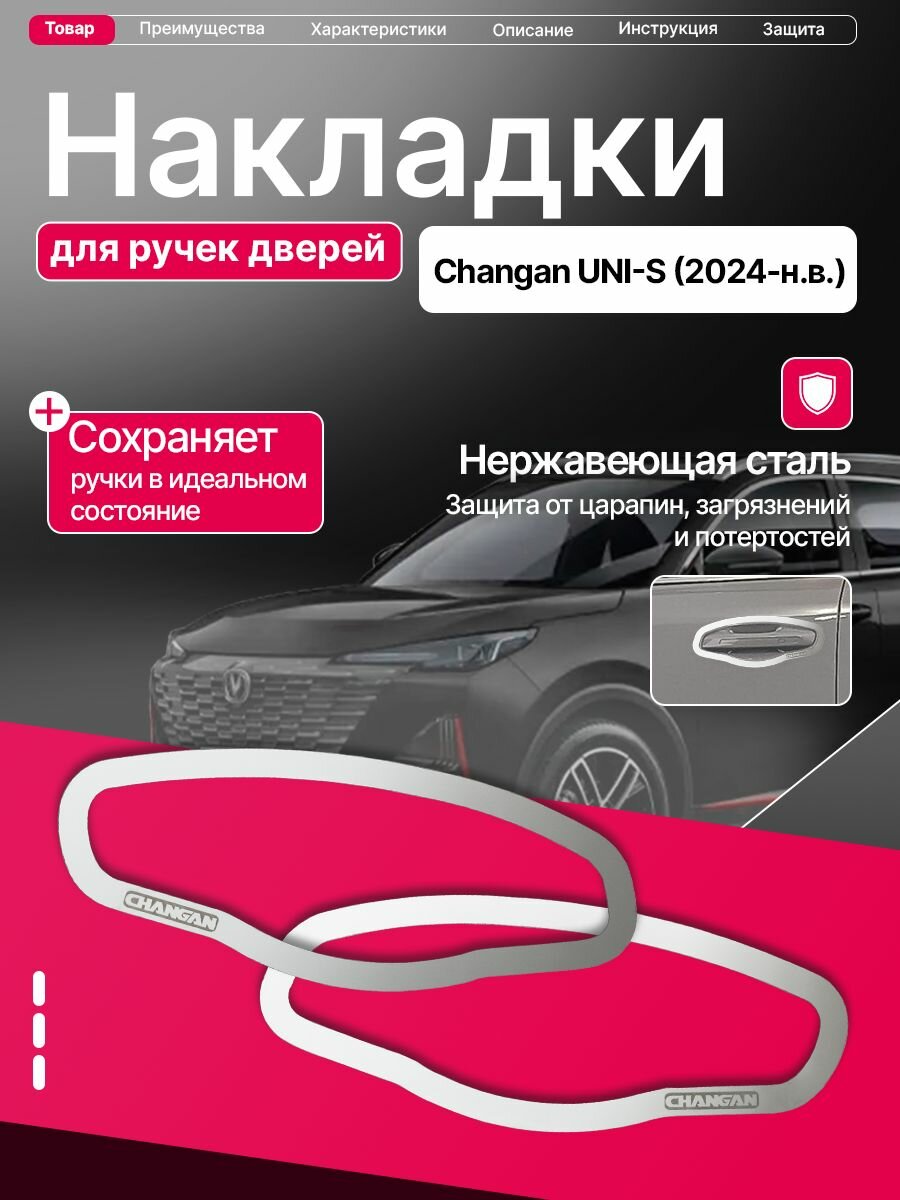 Накладки на ручки дверей Чанган Юни-С / Changan UNI-S (2024-н. в.)