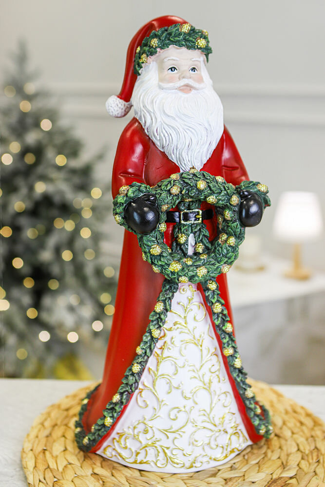 Декоративная фигура ДЕД мороз С золотыми шишками, полистоун, 39 см, EDG 8100938A774