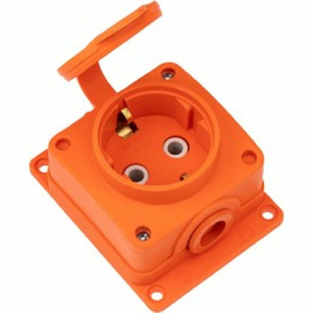 Rexant Smartbuy Розетка колодка влагозащищенная с крышкой 1 гнездо COMPACT, с 3, 16А, IP54, каучук, оранжевая