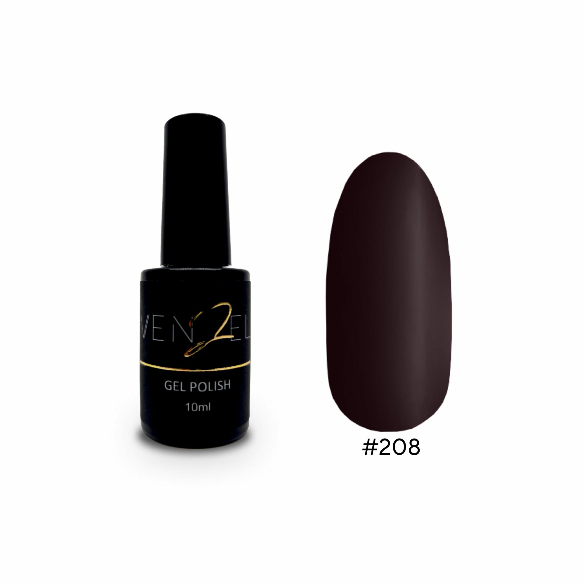 Venzel-208 бордовый гель-лак для ногтей плотный 10ml