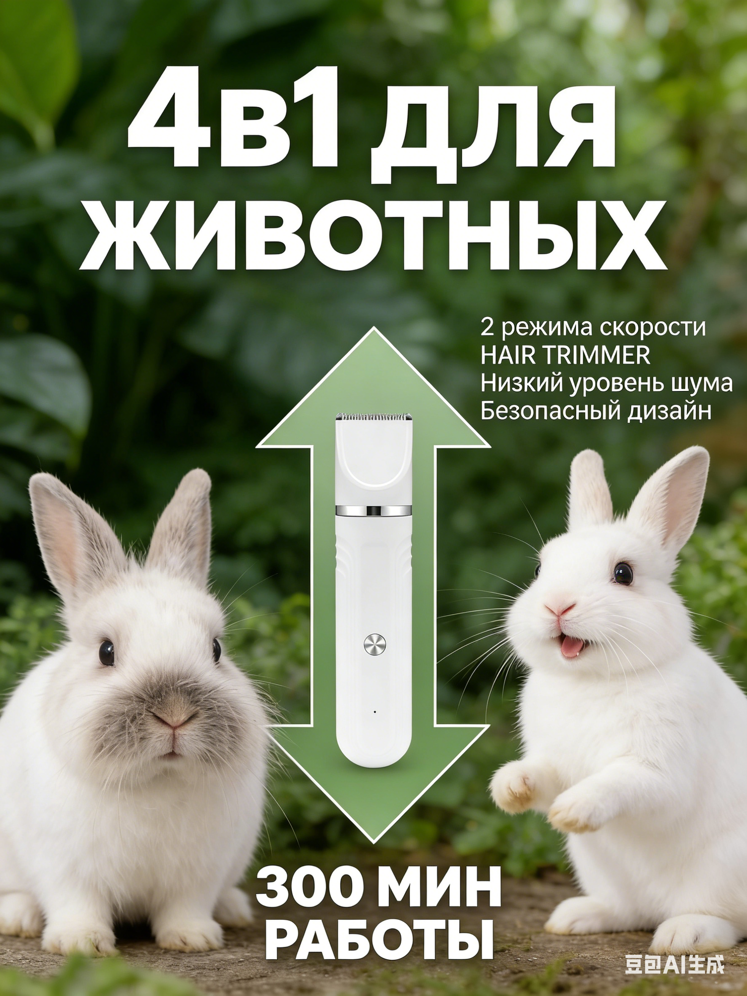 Машинка для стрижки собак и кошек Булка беспроводная профессиональная