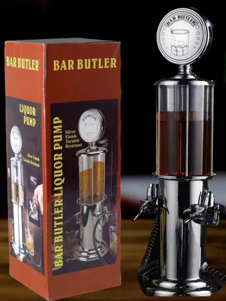 Диспенсер для напитков Bar Butler 1 л в стиле ретро с двумя кранами для бара — фото 1