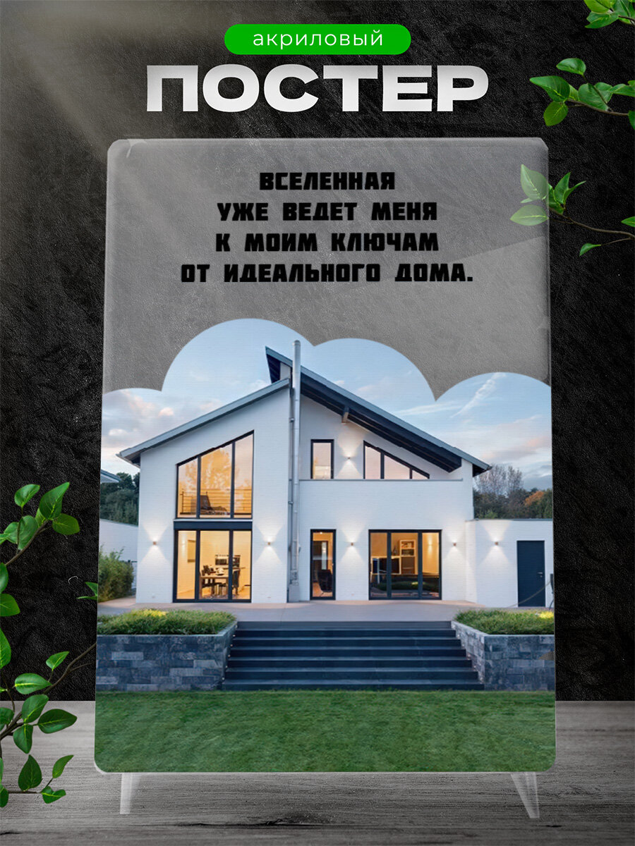 Акриловый постер, открытка на подставке с цветным принтом Карта желаний недвижимость