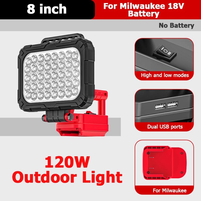 Портативная светодиодная лампа Milwaukee белая For Milwaukee 8inch